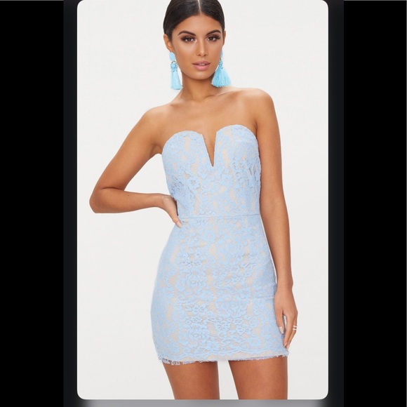 PrettyLittleThing | Dresses | Pretty Little Thing Light Blue Mini Dress ...